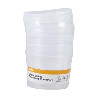 3 Pack 500ml Round Food Containers - Kmart