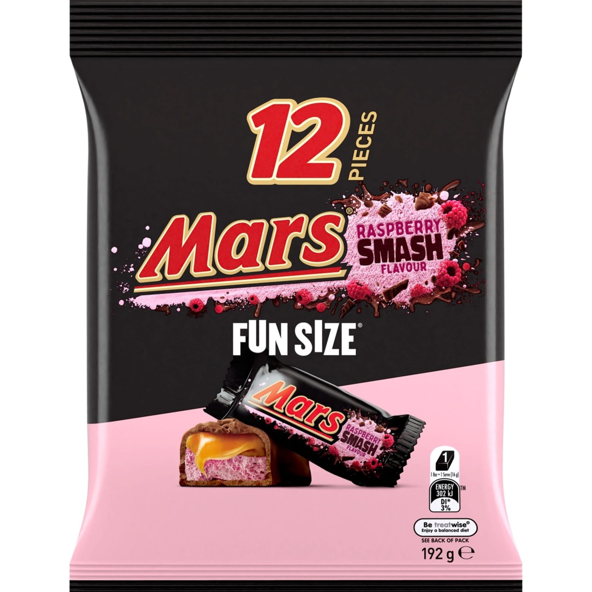 Mars 12 Piece Raspberry Smash Flavour Fun Size Medium Sharepack 192g - Kmart