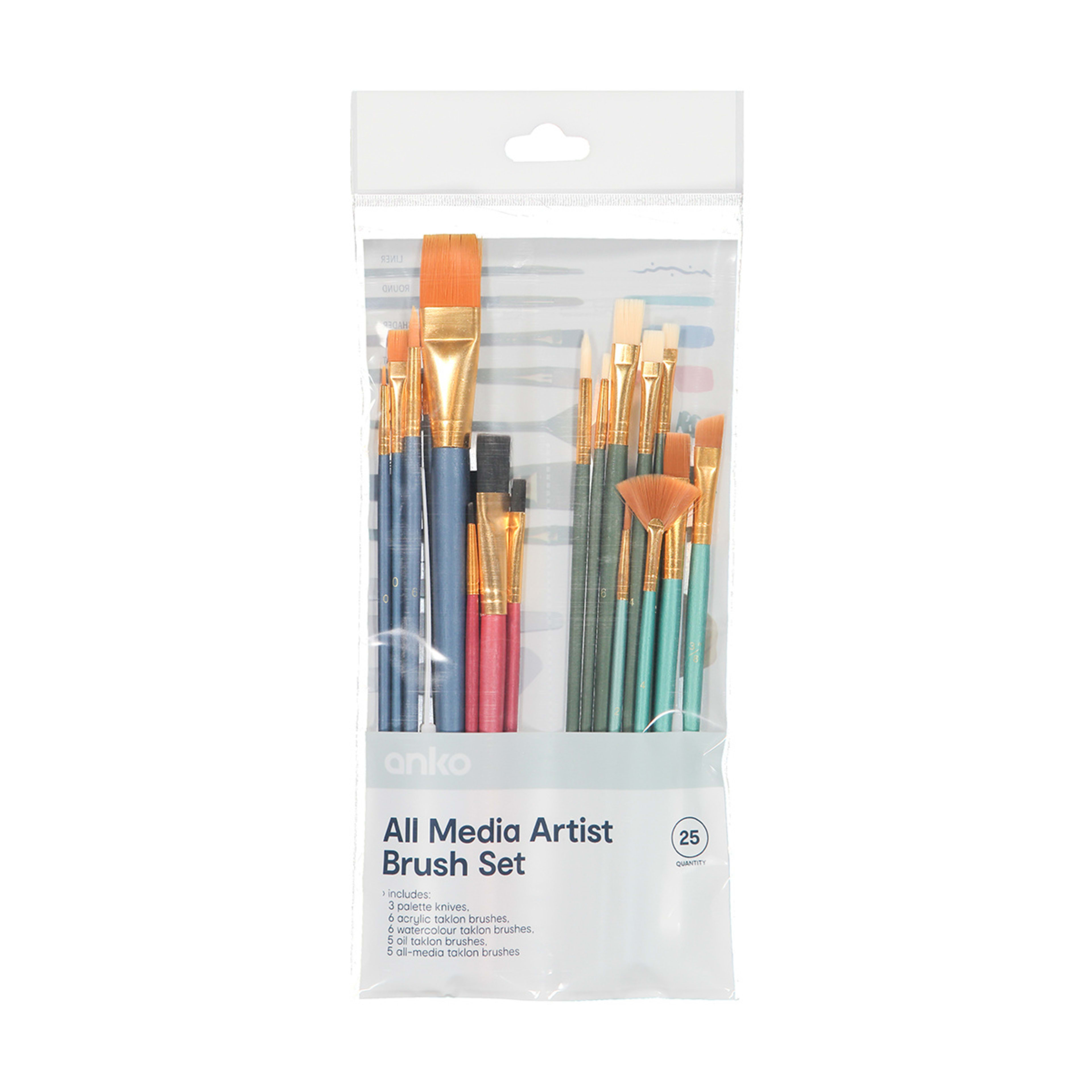 25 Pack All Media Artist Brush Set - Kmart