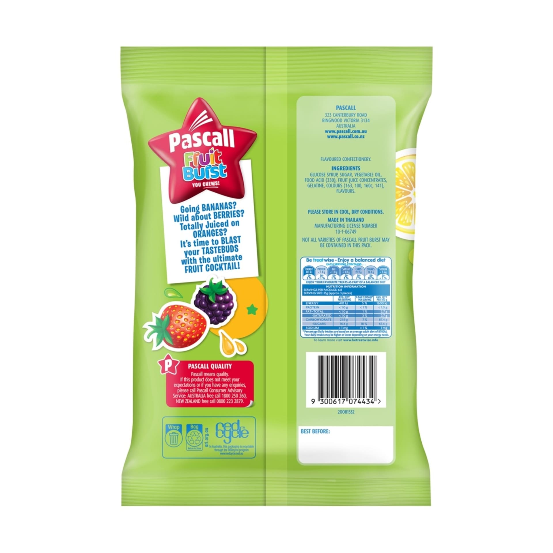 Pascall Fruit Burst You Chews 170g - Kmart