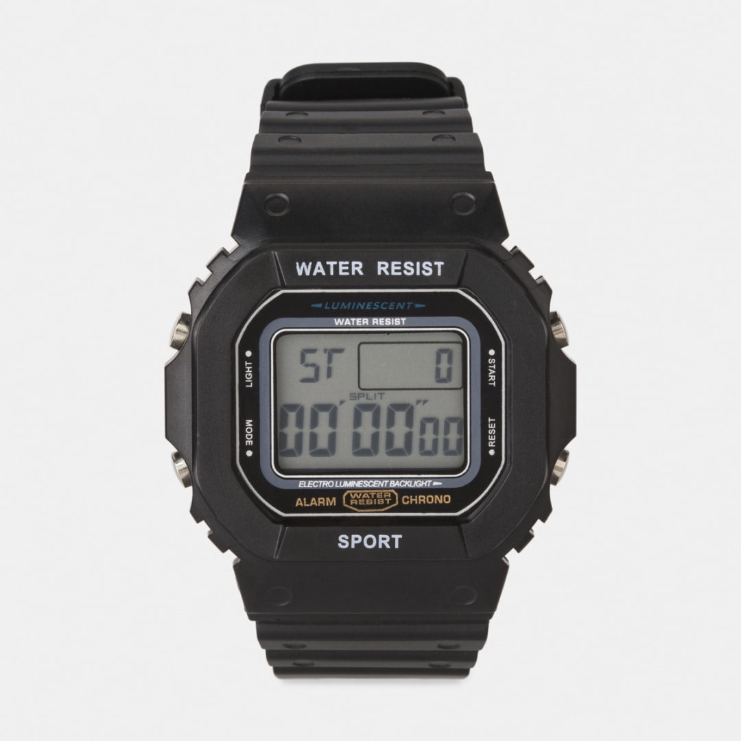 Square Digital Watch - Black - Kmart