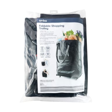 91cm Foldable Shopping Trolley - Black - Kmart