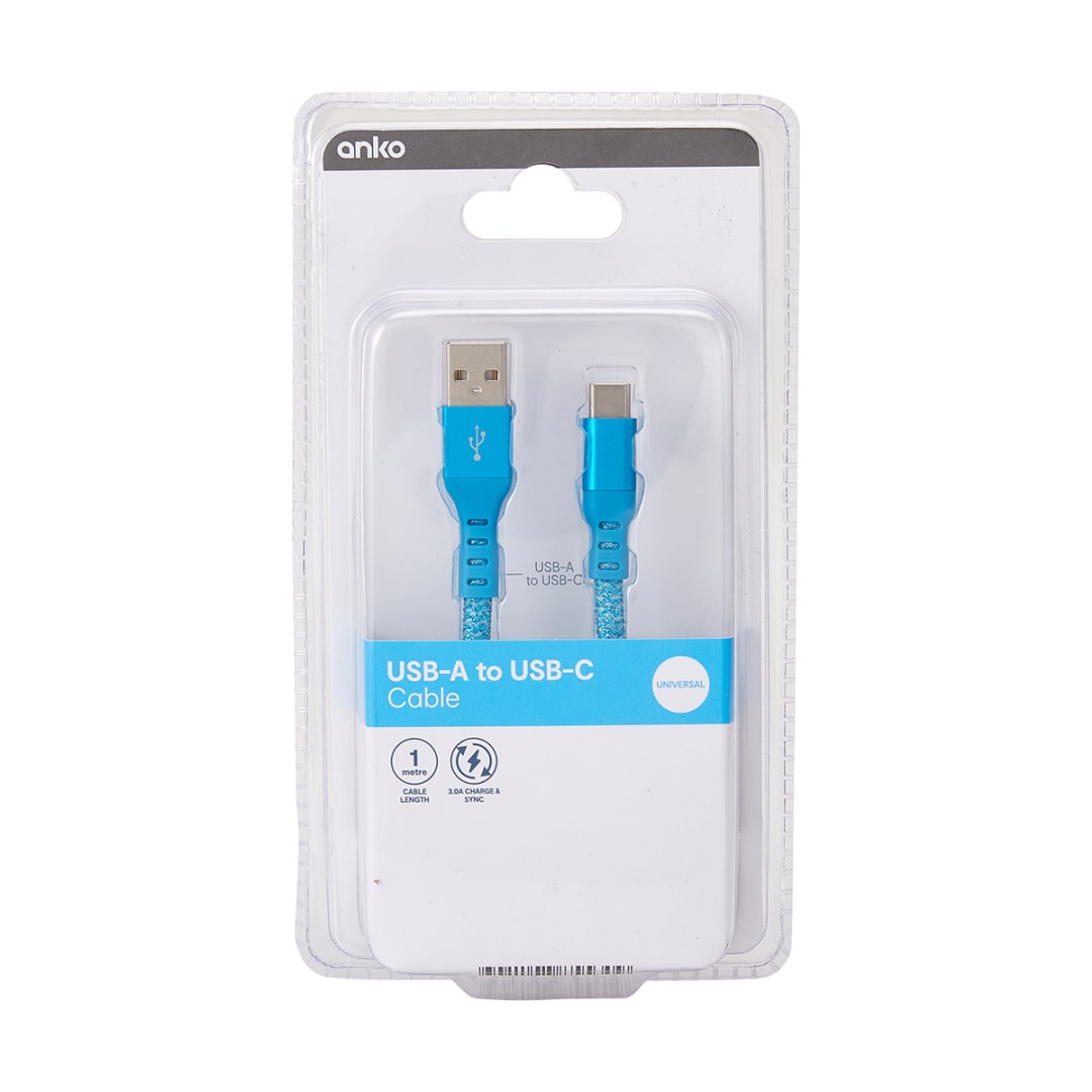 USBC Metal Cable 1m - Blue - Kmart