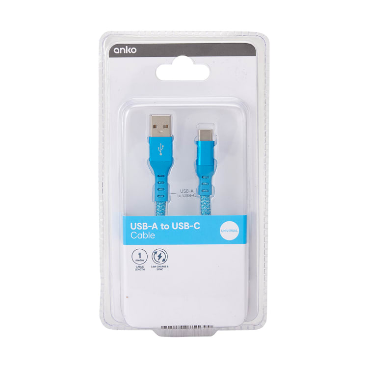USBC Metal Cable 1m - Blue - Kmart