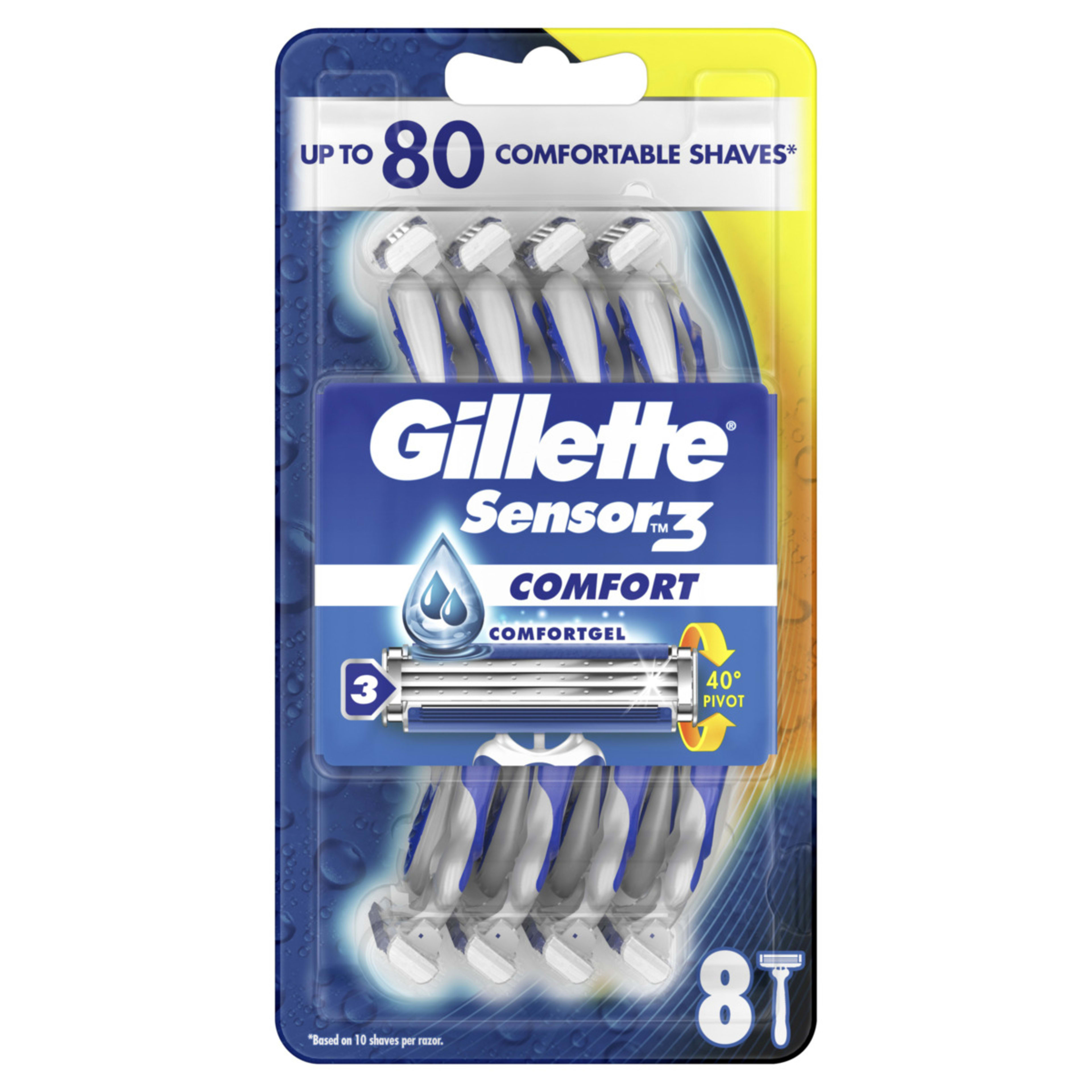 8 Pack Gillette Sensor 3 Comfort Disposable Razors - Kmart