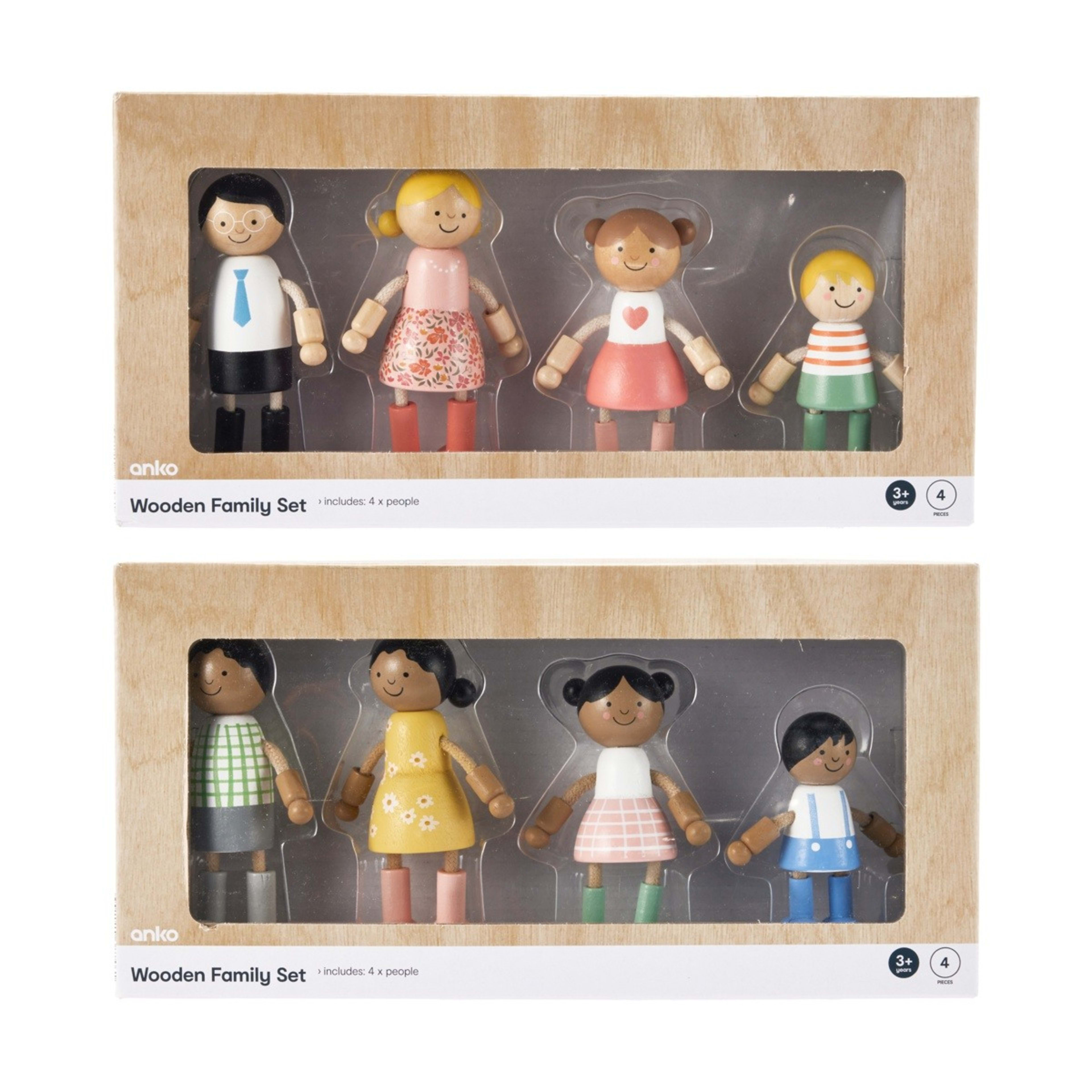 4 Piece Wooden Family Set - Assorted - Kmart