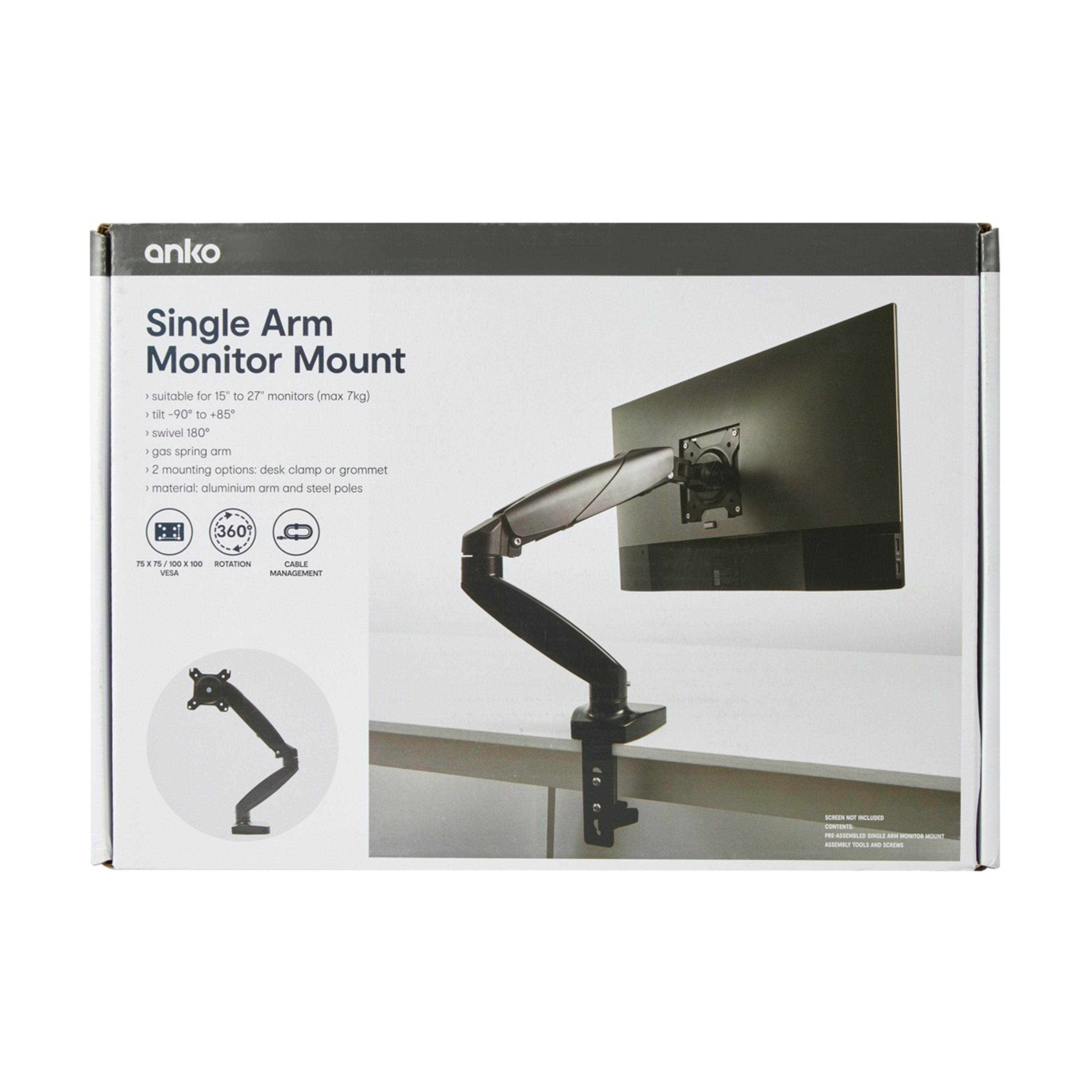 Single Arm Monitor Mount - Black - Kmart