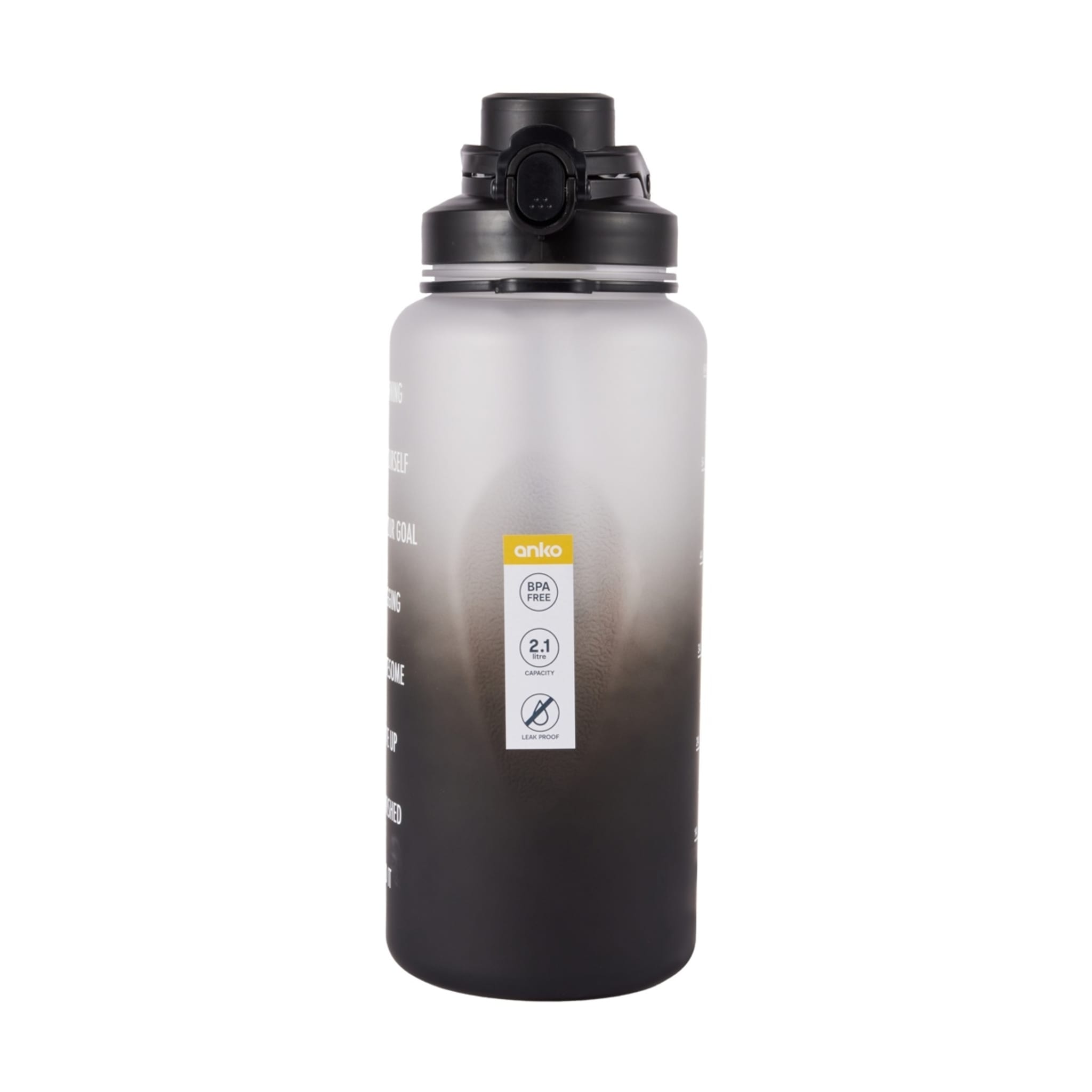 2.1L Black Ombre Daily Intake Flip Lid Drink Bottle - Kmart