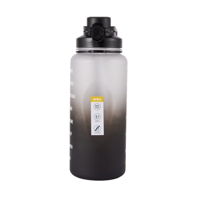 2.1L Black Ombre Daily Intake Flip Lid Drink Bottle - Kmart