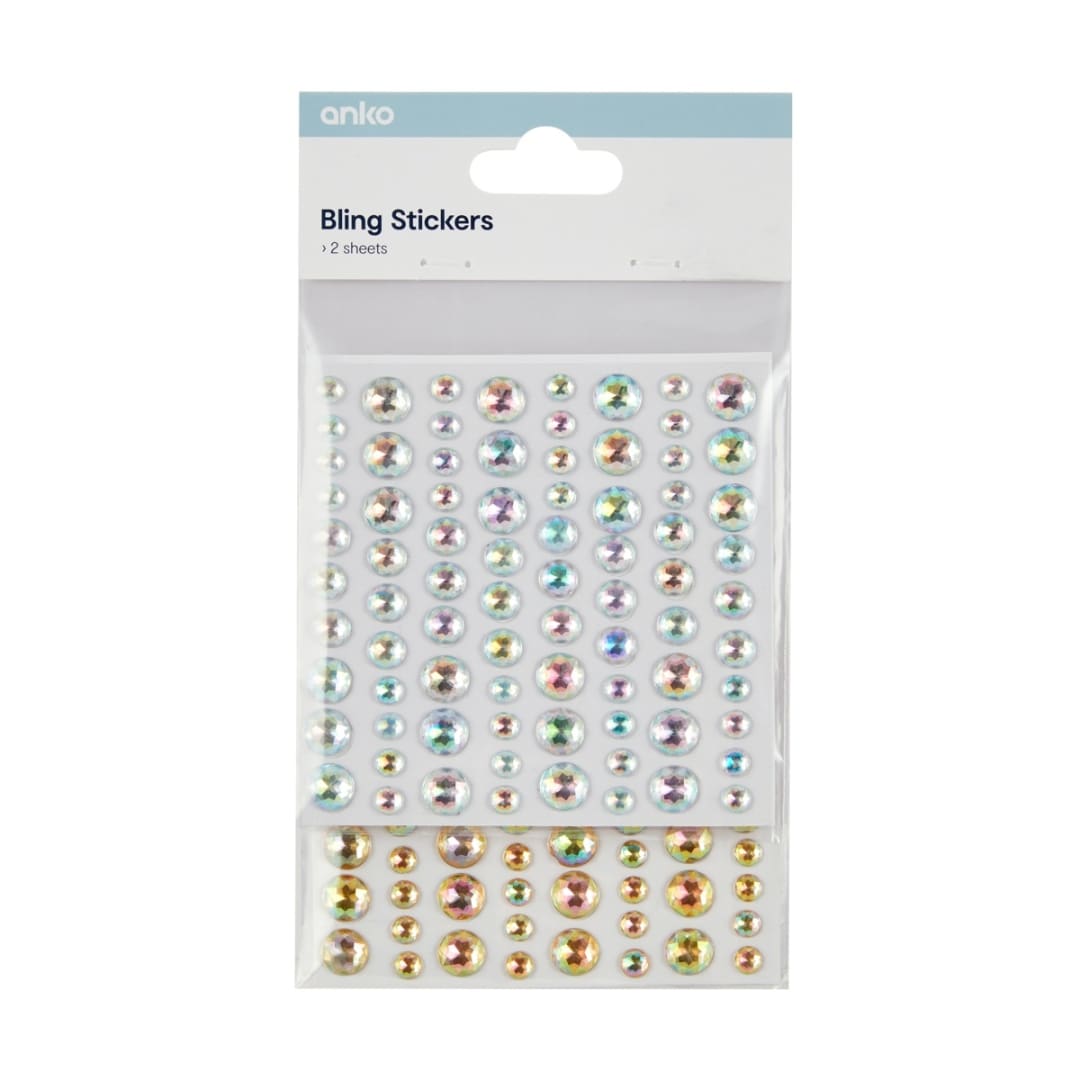 2 Sheets Bling Stickers - Metallic - Kmart