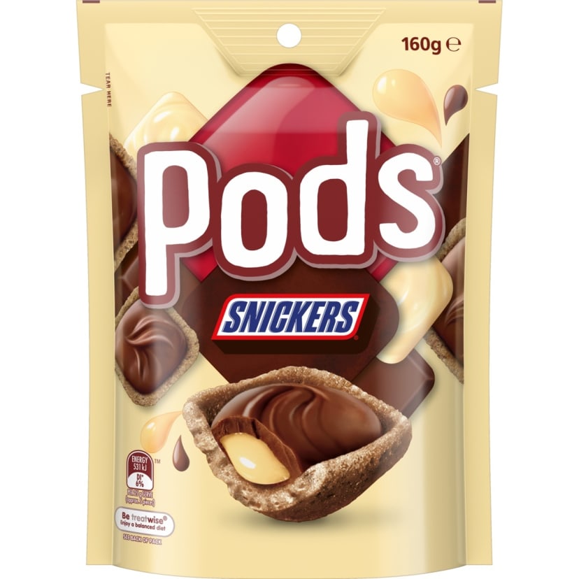 Pods Snickers Chocolate Snack & Share Bag 160g - Kmart