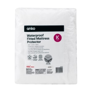Waterproof Fitted Mattress Protector - King Bed, White - Kmart NZ