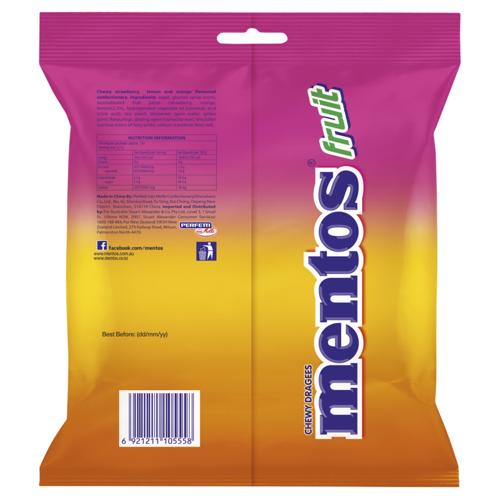 Mentos Fruit Bag 405g - Kmart
