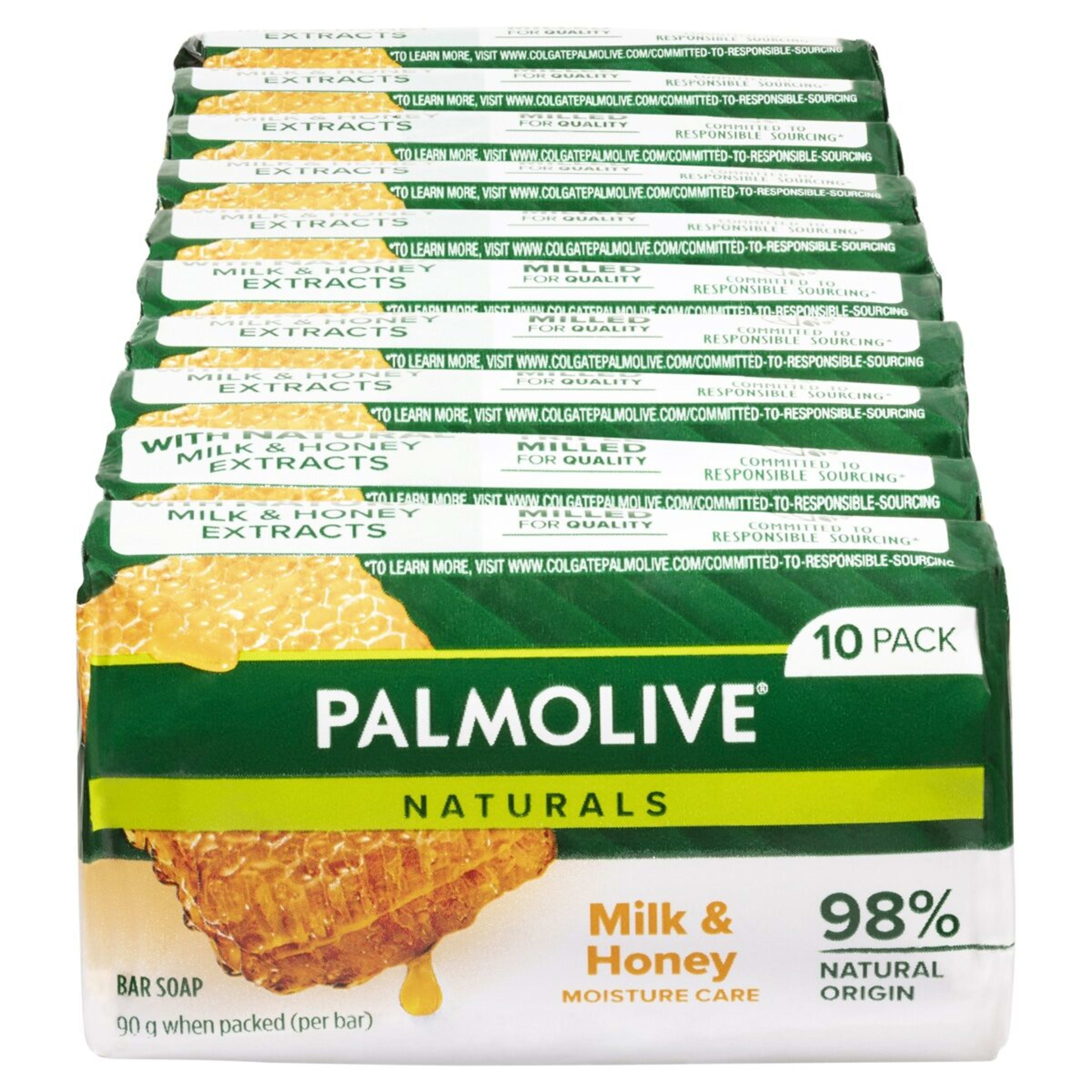 Palmolive 10 Pack Naturals Moisture Care Bar Soap 90g - Milk & Honey ...