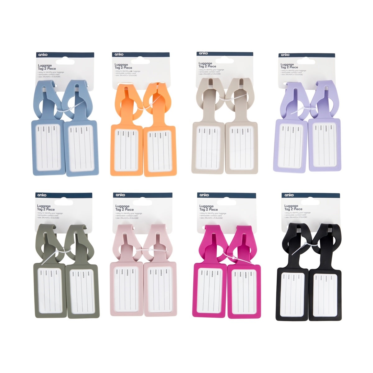 2 Piece Luggage Tags - Assorted - Kmart