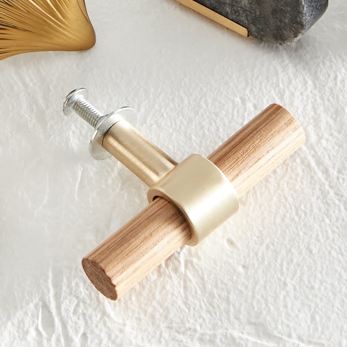 2 Pack Oak and Gold Look Handles - Kmart