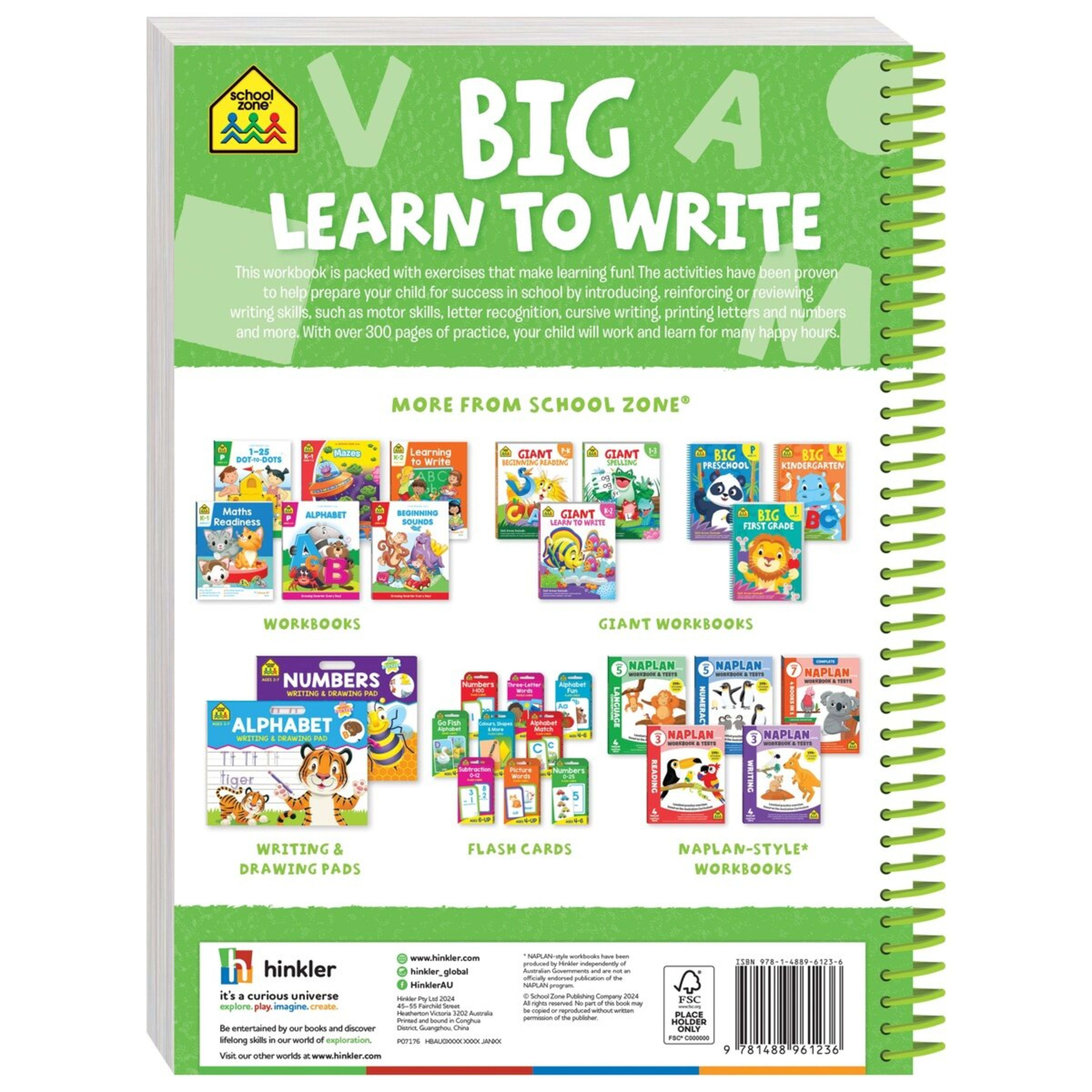 School Zone Big Learn to Write - Book - Kmart