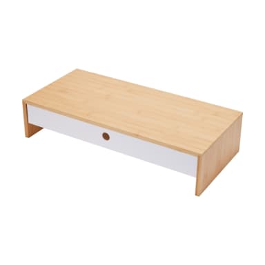 Bamboo and Plastic Monitor Stand with Drawer - White - Kmart