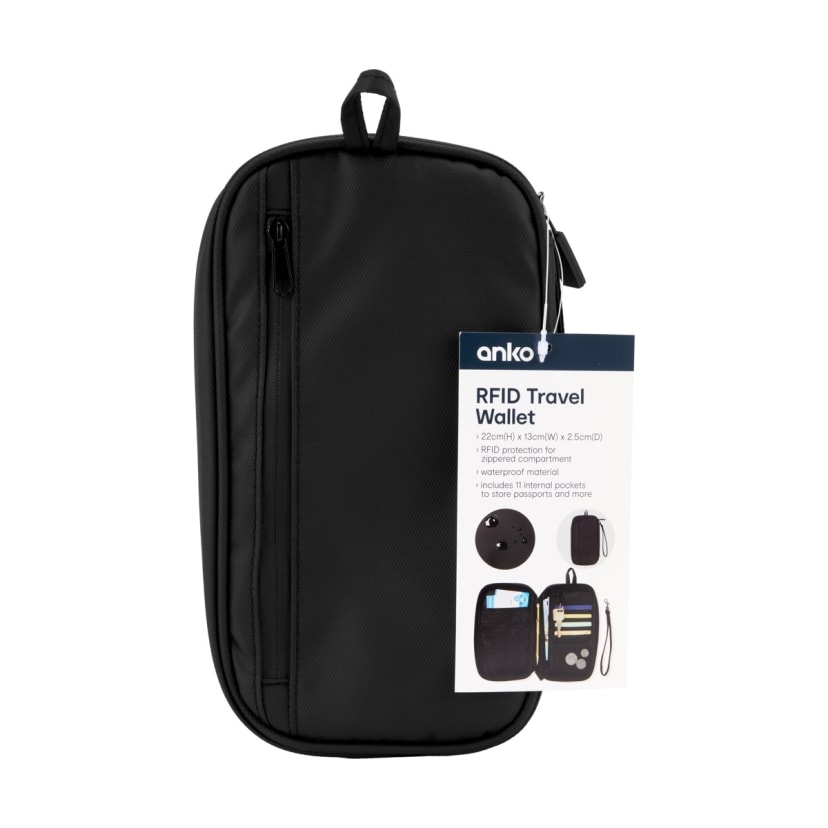 RFID Travel Wallet - Black - Kmart NZ