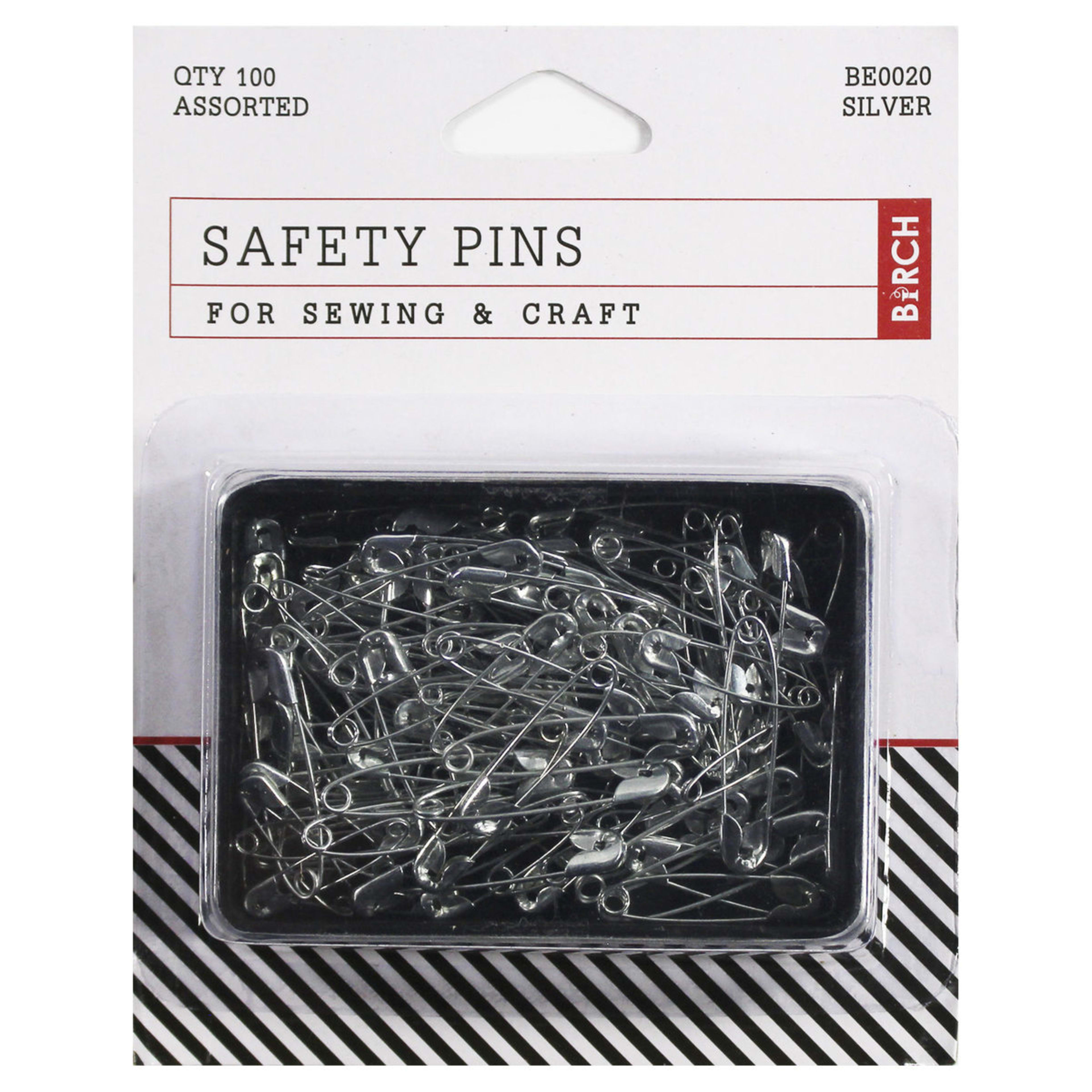 Birch 100 Pack Assorted Safety Pins - Silver Look - Kmart
