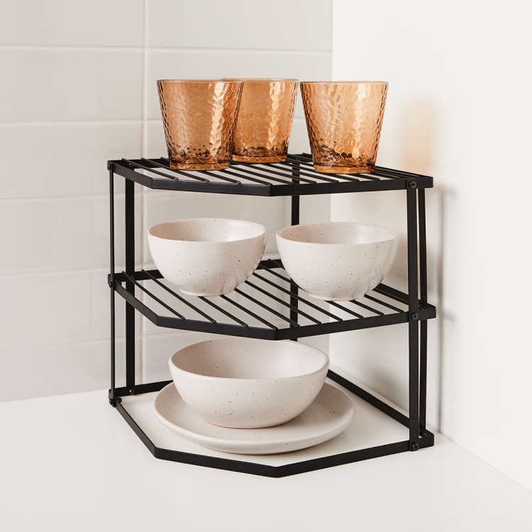 3 Tier Corner Pantry Shelf - Black - Kmart NZ
