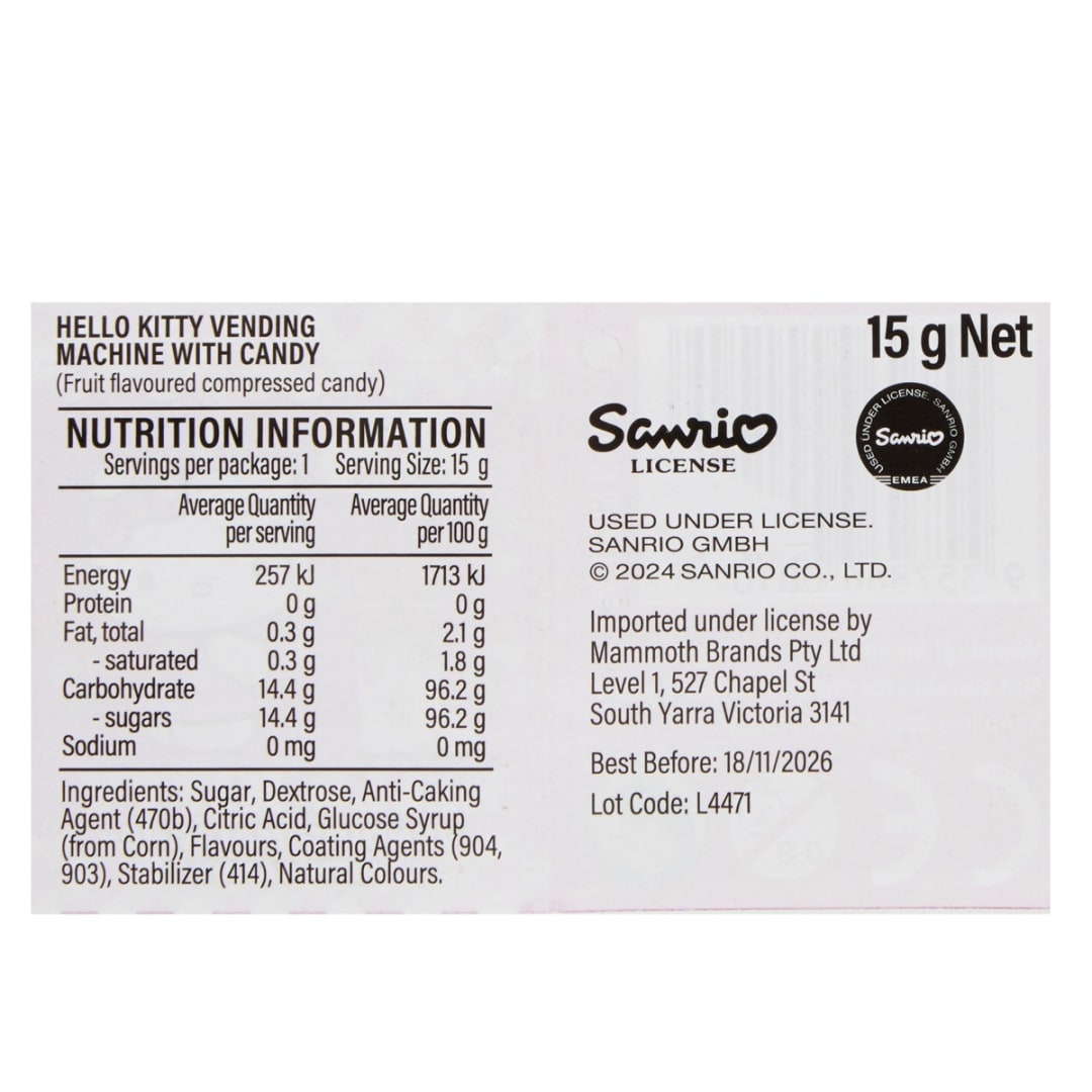 Hello Kitty Candy Vending Machine 15g - Kmart