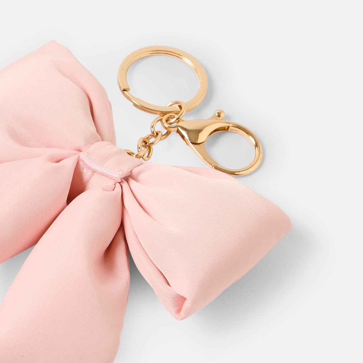 Puffy Bow Keyring - Gold Tone and Pink - Kmart