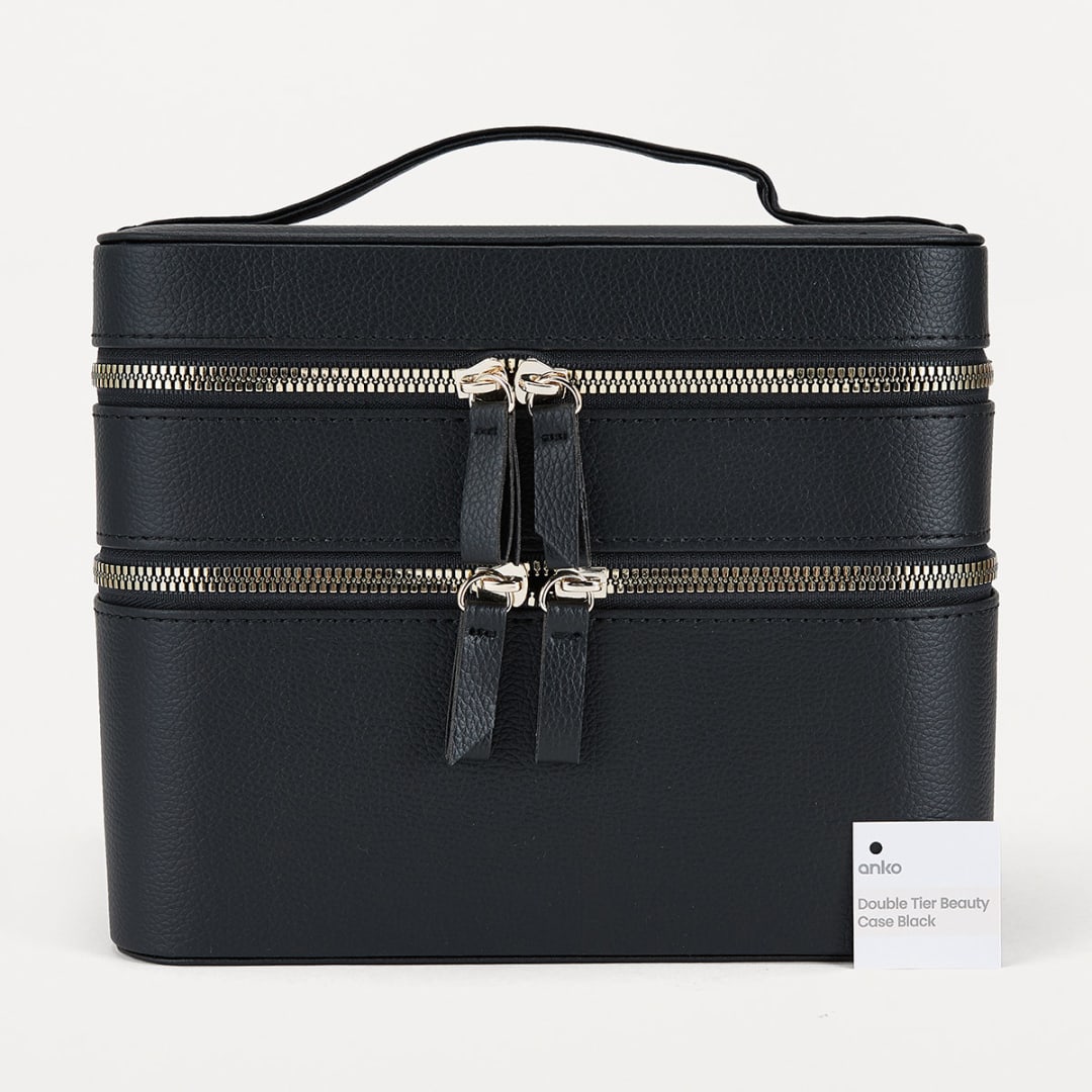 Double Tier Beauty Case - Black - Kmart