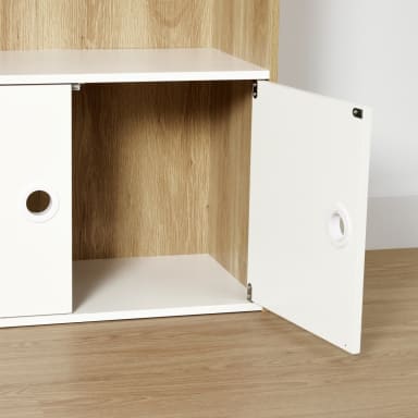 Oak Look and White Shelf with Cupboard - Kmart