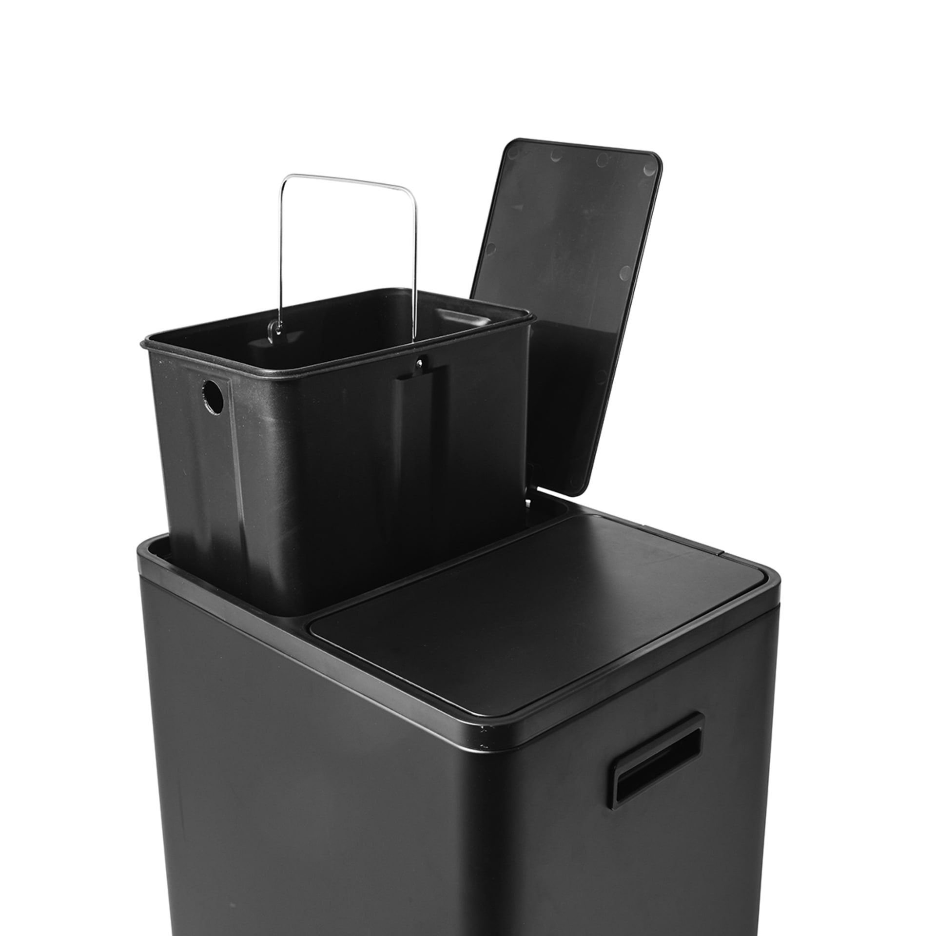 40L 2 Compartment Matte Black Recycle Bin - Kmart