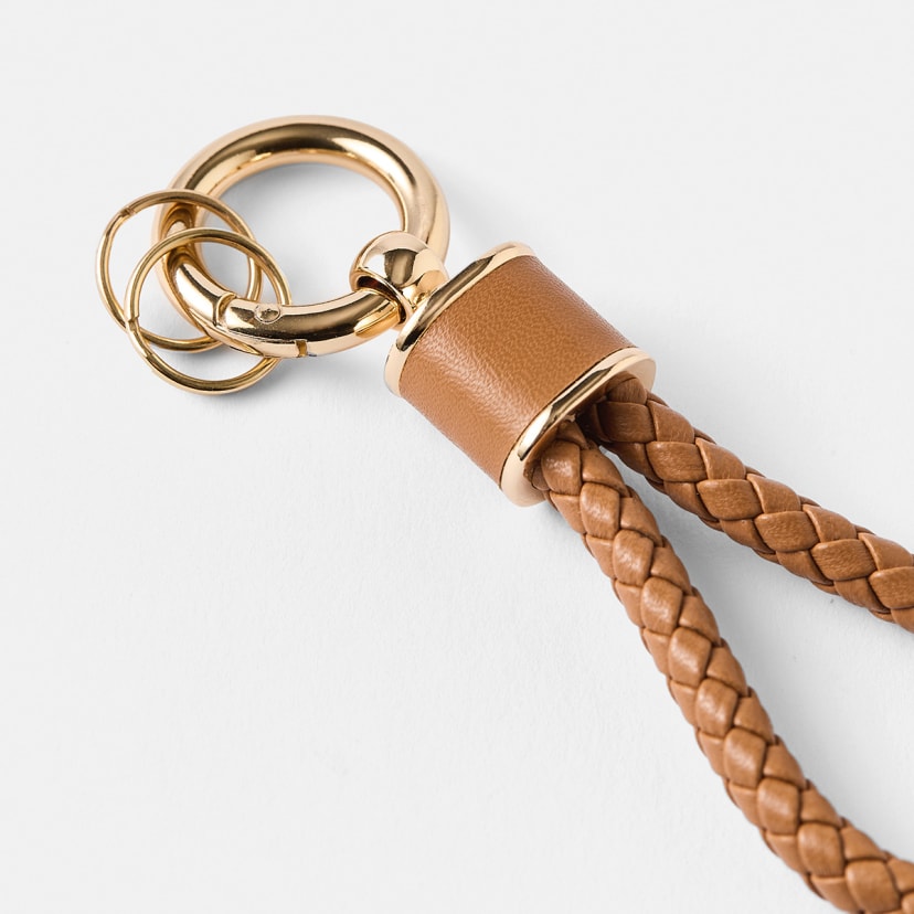 PU Loop Keyring - Gold Tone and Tan - Kmart
