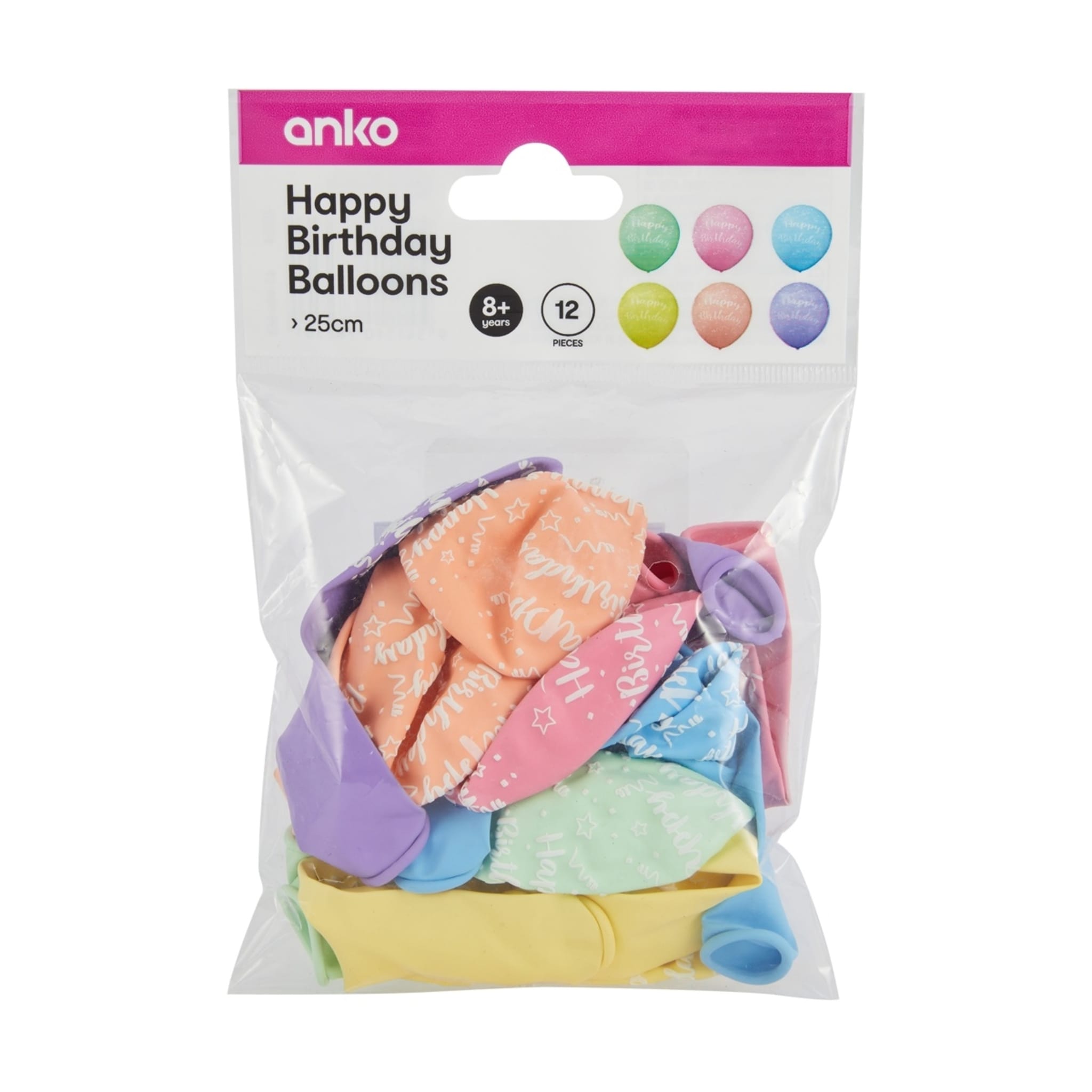 12 Piece Happy Birthday Balloons - Kmart