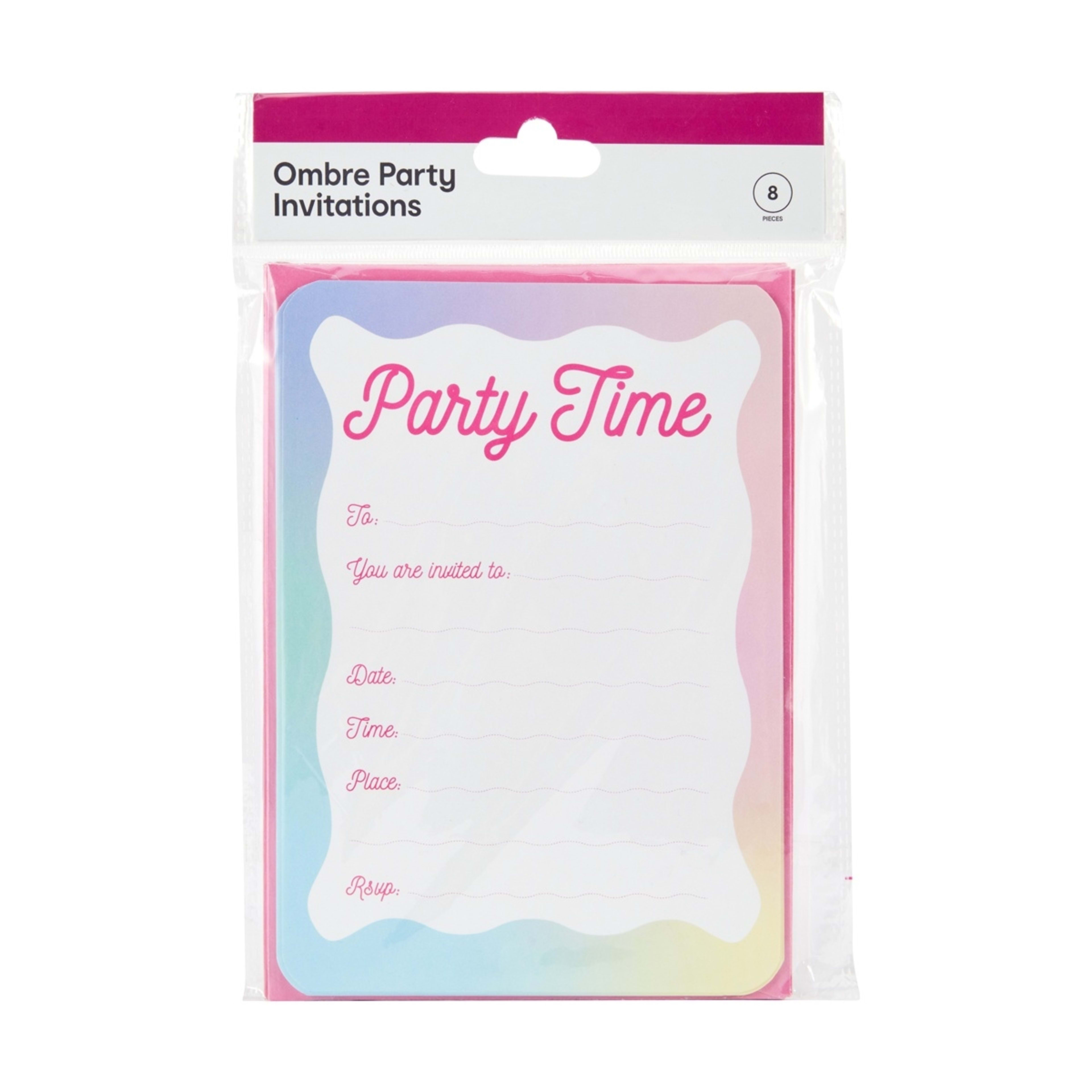 8 Pack Ombre Party Invitations - Kmart