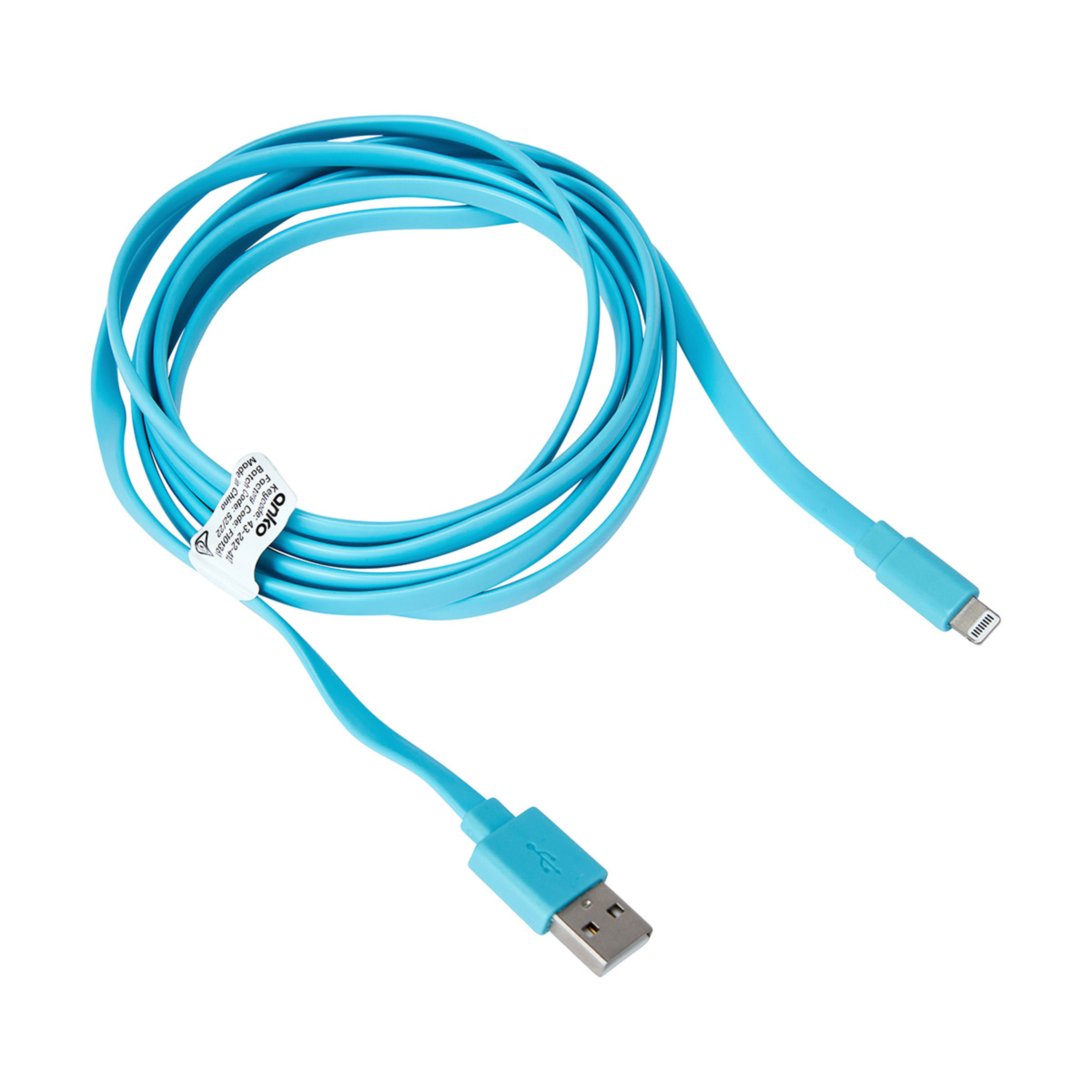 USB to Lightning Cable - 2m, Teal - Kmart