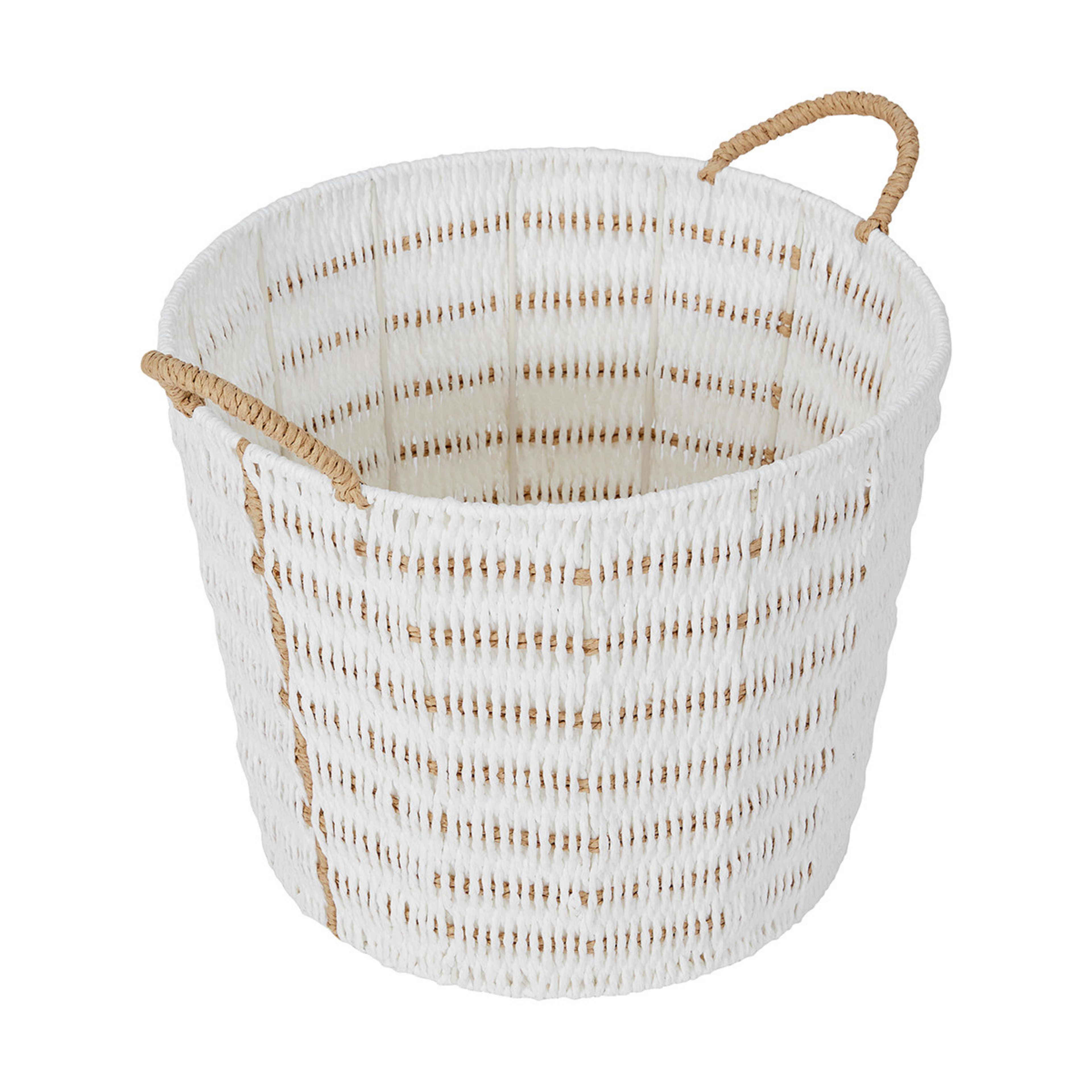 Round Paper Rope Round Basket - White - Kmart NZ