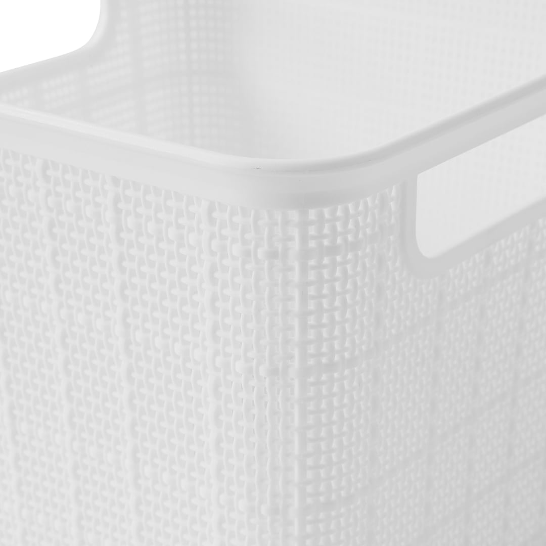 3.5L Linen Weave Square Basket - White - Kmart