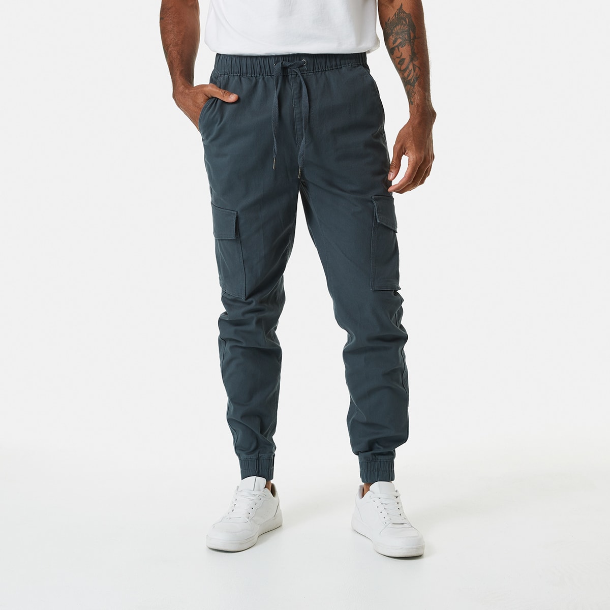 Elastic Waist and Cuffed Cargo Pants