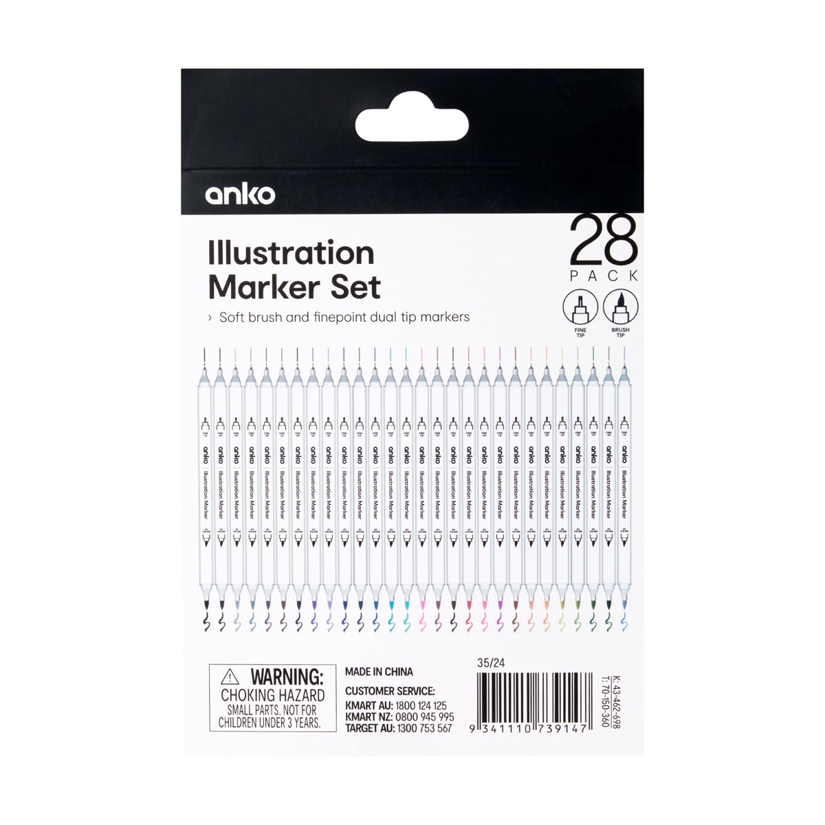 28 Pack Illustration Marker Set - Kmart
