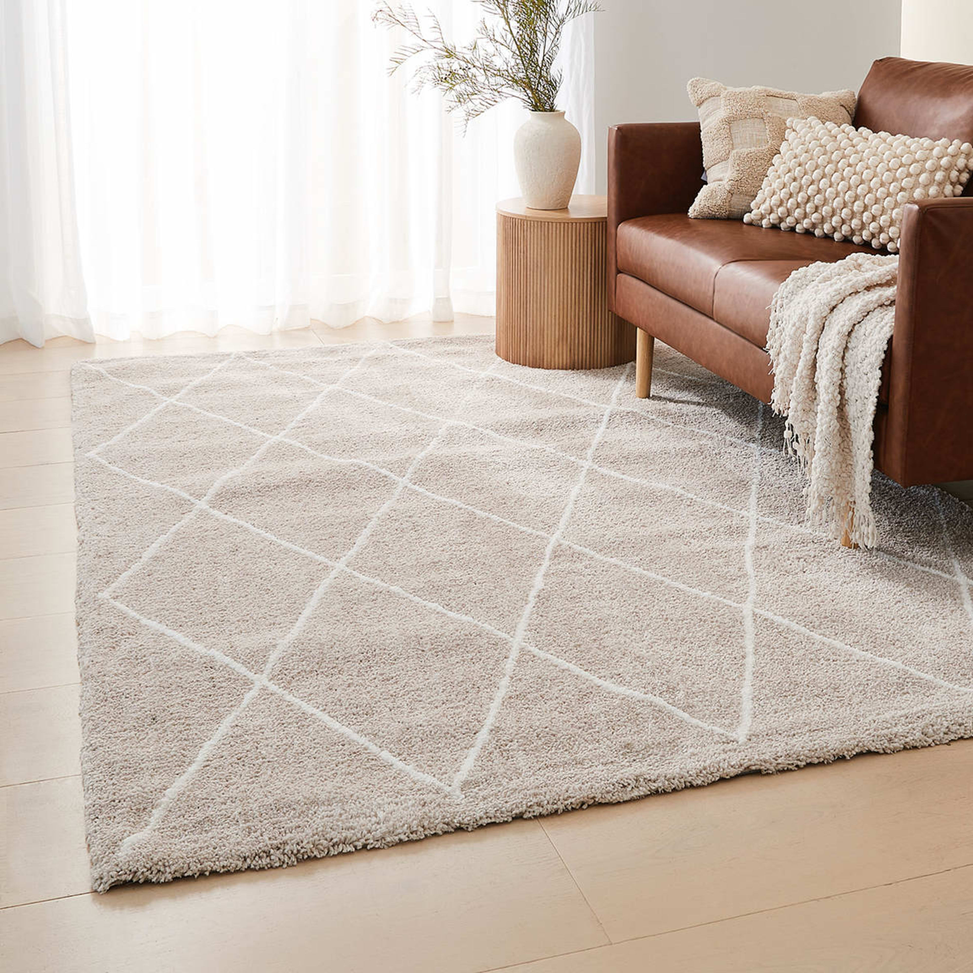 Trellis Rug - Natural, Large - 235cm x 160cm - Kmart