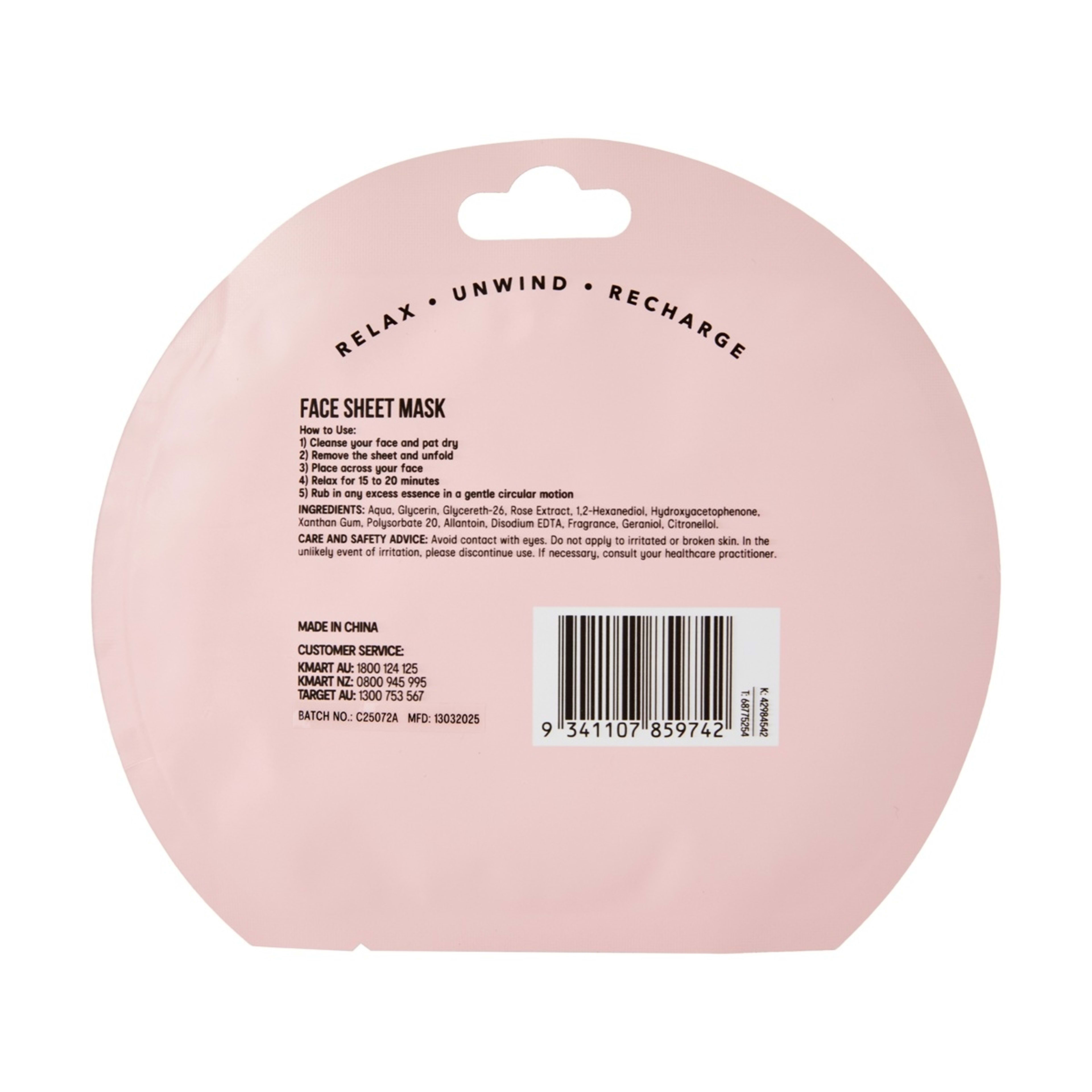 Hydrating Sheet Mask - Rose - Kmart
