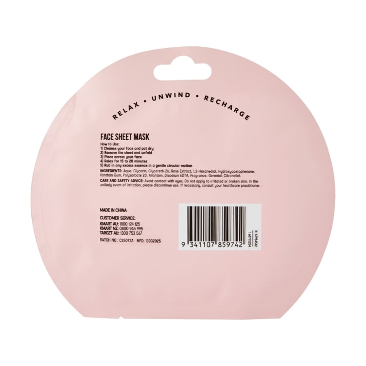 Hydrating Sheet Mask - Rose - Kmart