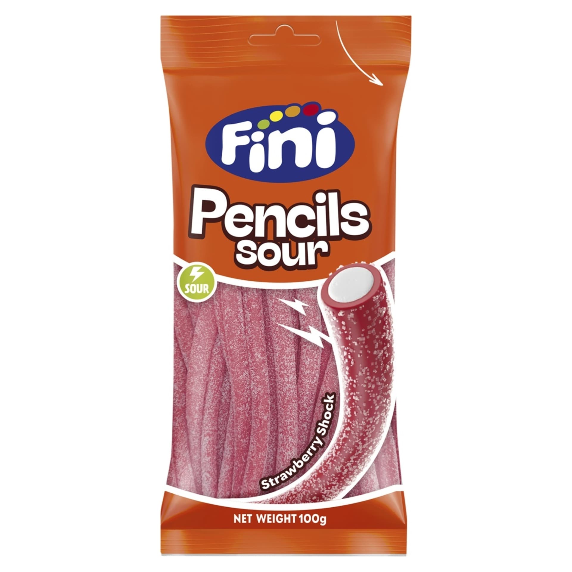 Fini Strawberry Shock Sour Pencils 100g - Kmart