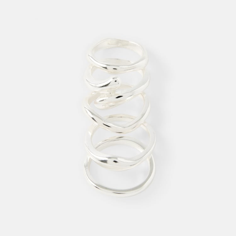 5 Pack Teardrop Rings - Silver Tone - Kmart