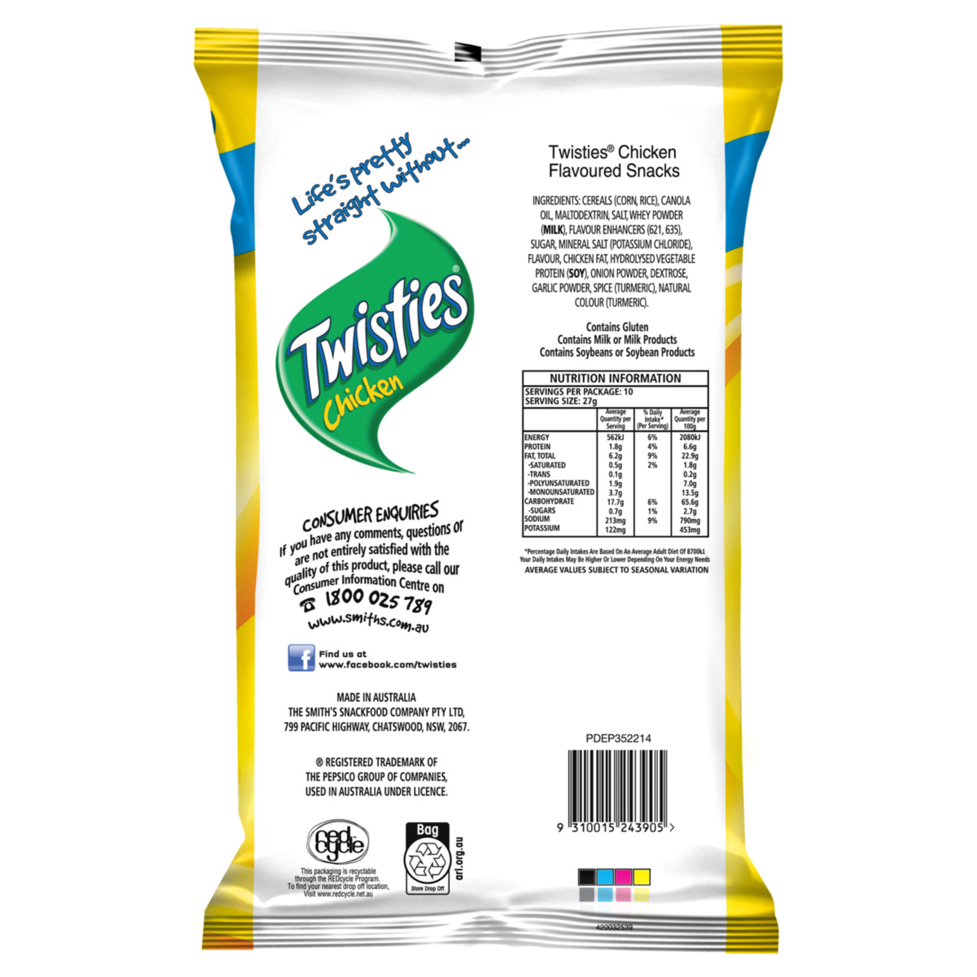 Twisties Chicken Flavoured Snacks Party Bag 270g - Kmart