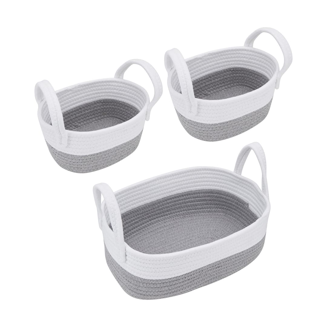3 Pack Nestled Storage Baskets - White and Grey - Kmart