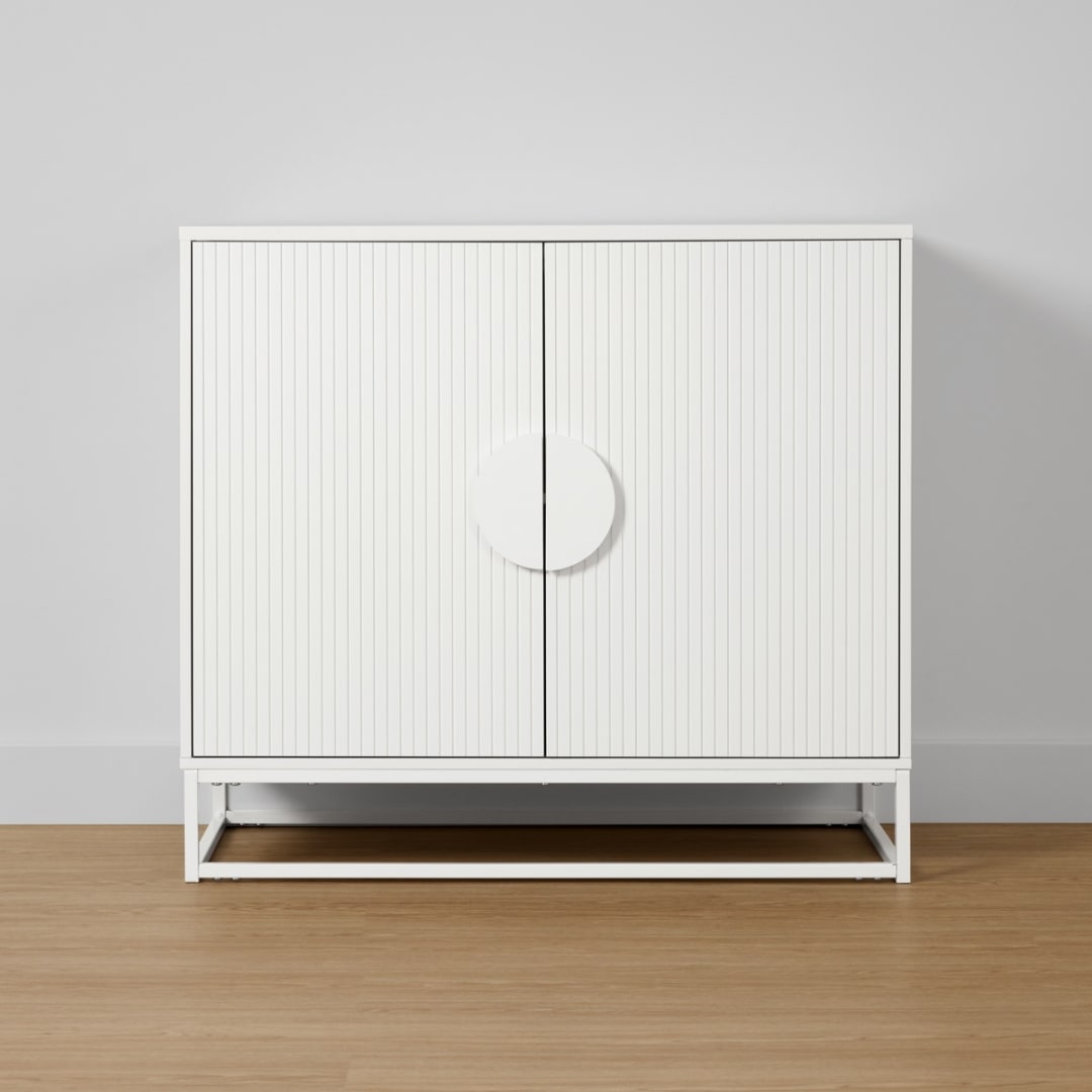 Stevie Ribbed Cabinet - White - Kmart