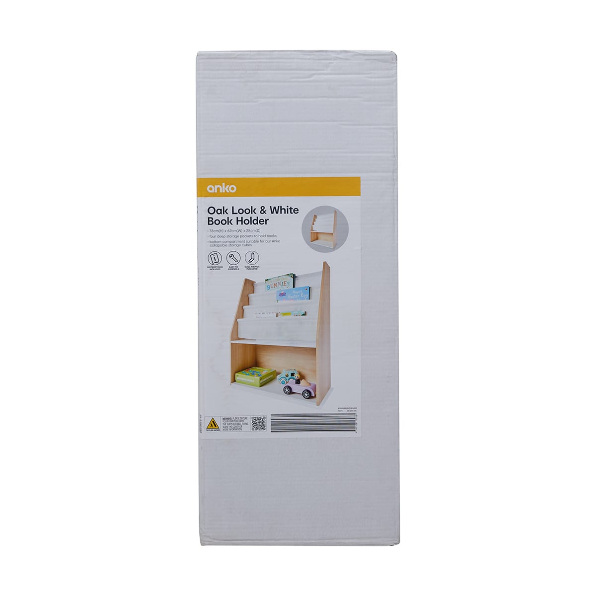 Oak Look and White Book Holder with Organiser - Kmart