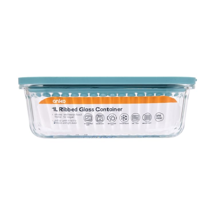 1L Ribbed Glass Container - Kmart