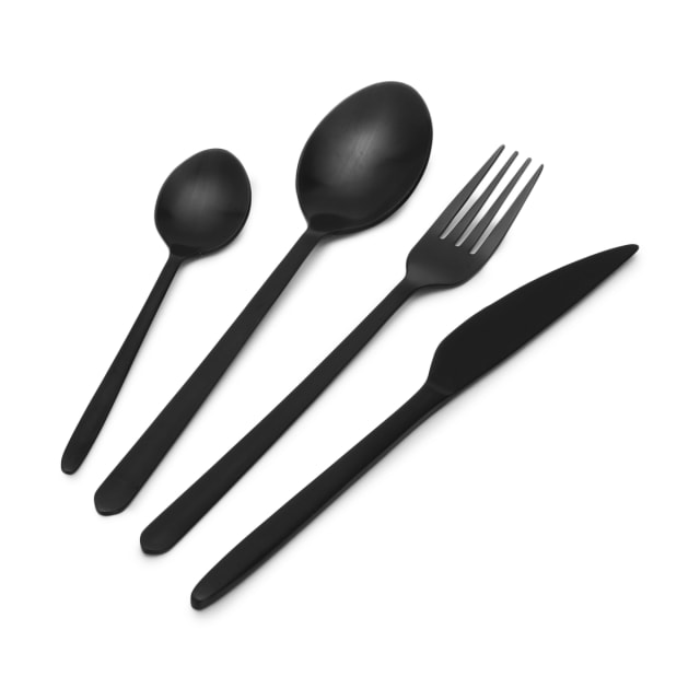 16 Piece Matte Black Cutlery Set - Kmart