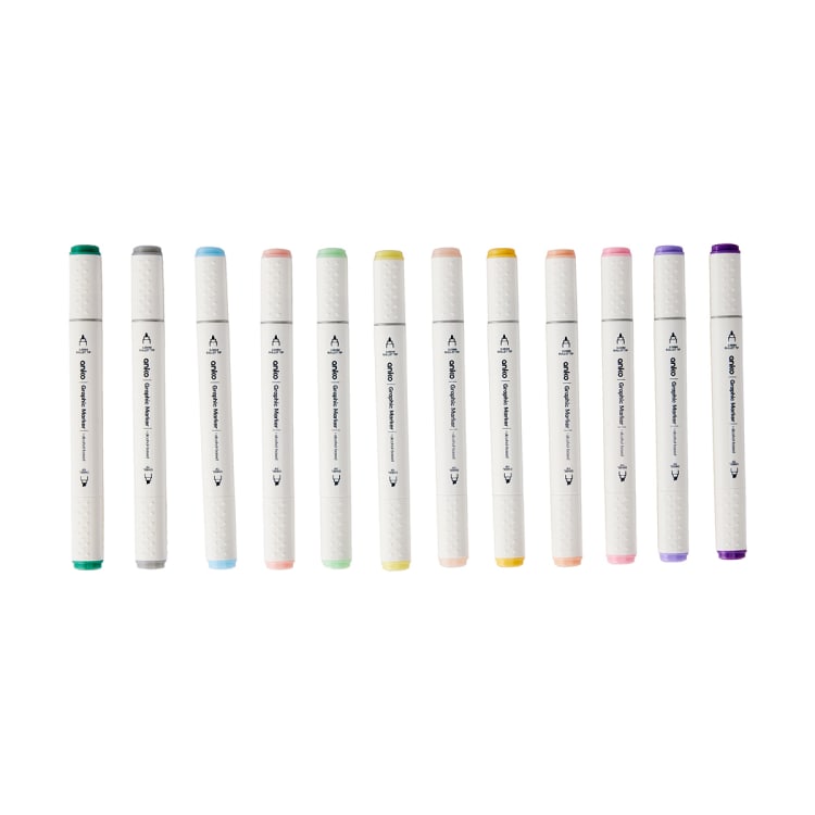 12 Pack Dual Tip Graphic Markers - Pastel - Kmart